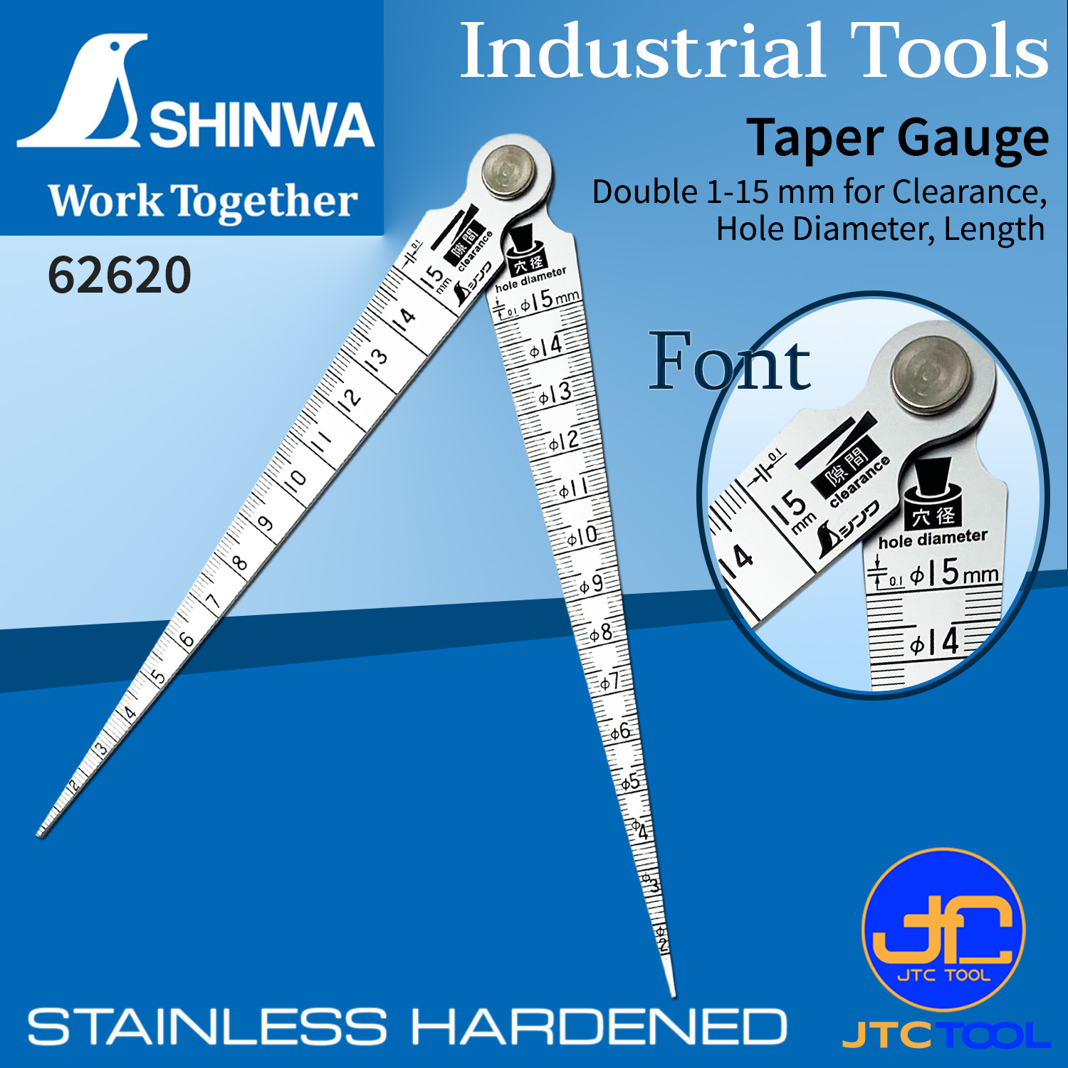 Shinwa เตเปอร์เกจดับเบิ้ล [1-15มิล] - Taper Gauge Double No.62620 ...
