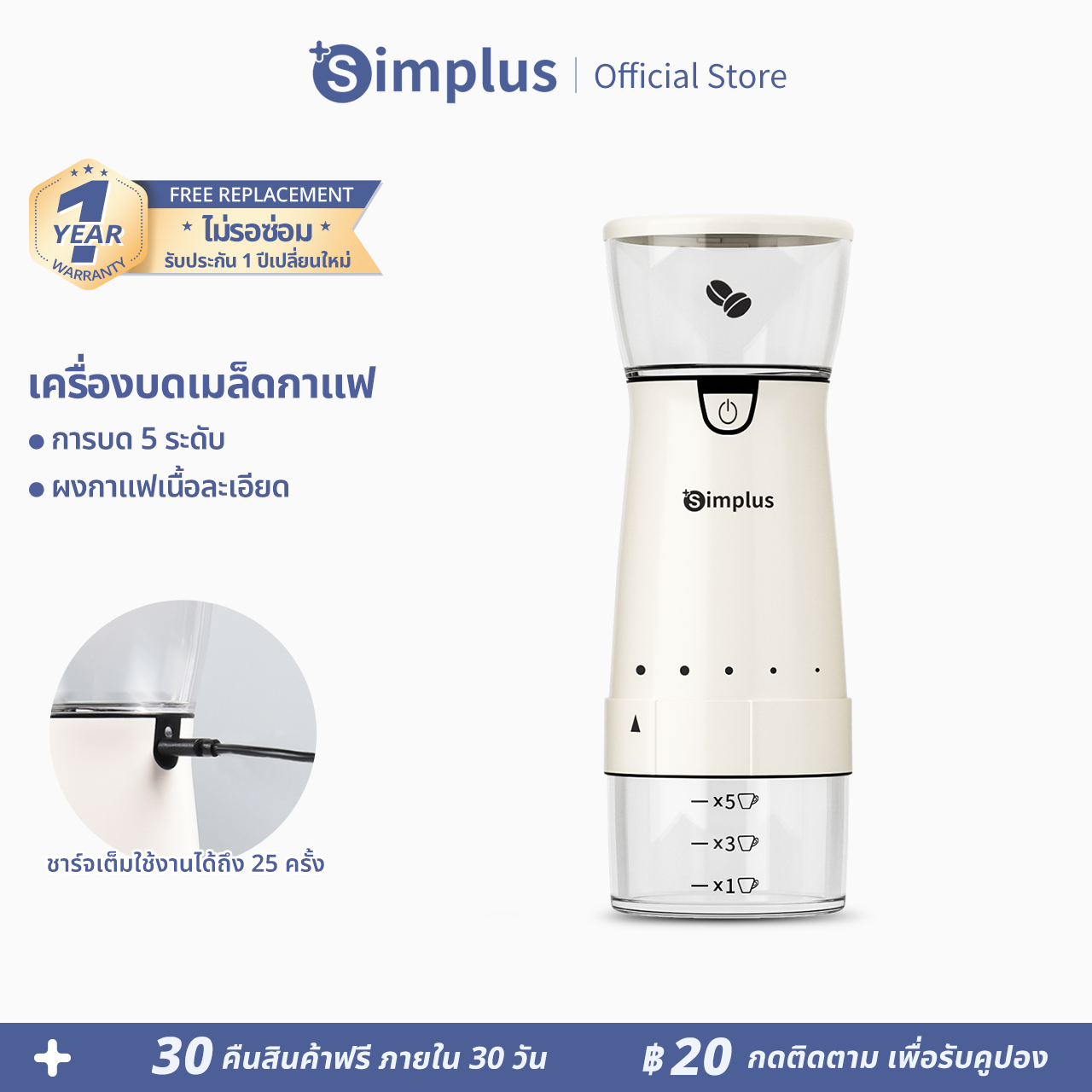 ⚡️พร้อมส่ง⚡Simplus เครื่องบดเมล็ดกาแฟ เครื่องบดไฟฟ้า ใช้ในครัวเรือน เครื่องบดกาแฟอัตโนมัติขนาด ...