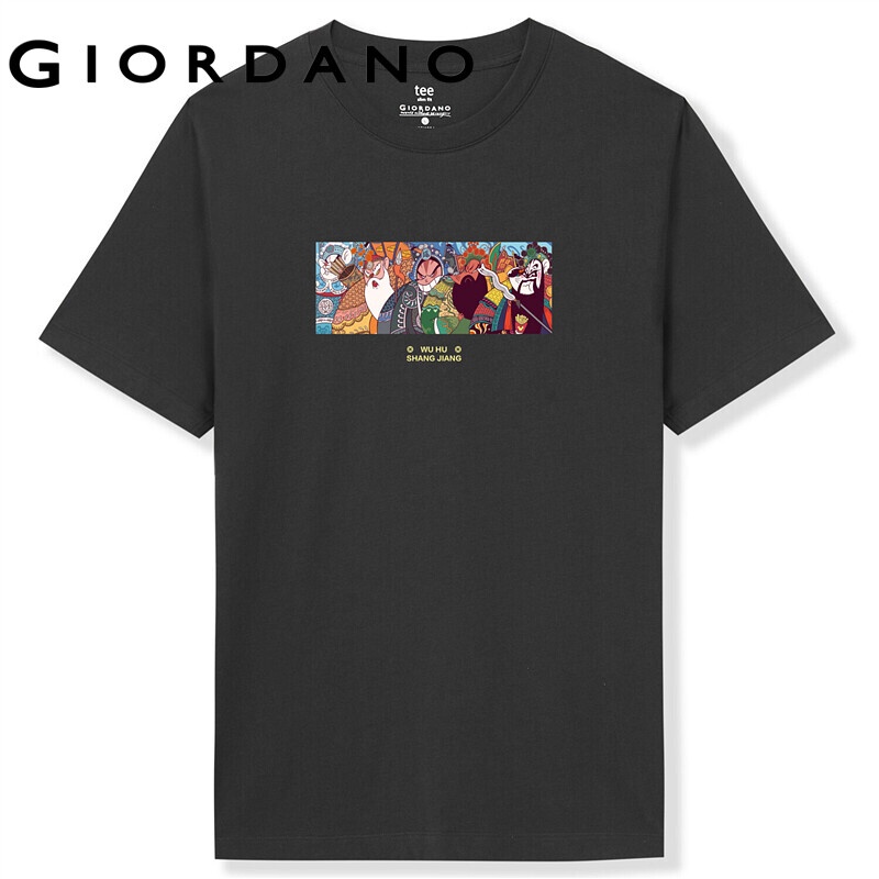 Giordano Men T-Shirts Casual Soft Ribbed Crewneck Fashion Durable Tee ...