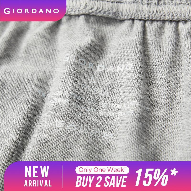 Giordano Men Boxers Double Seam Thicken Crotch Boxers Stretchy Elastic ...