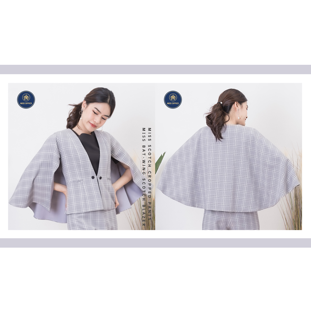 สูทสก็อตดำ ทรงปีกค้างคาว (MB-006) - Missoffice - ThaiPick