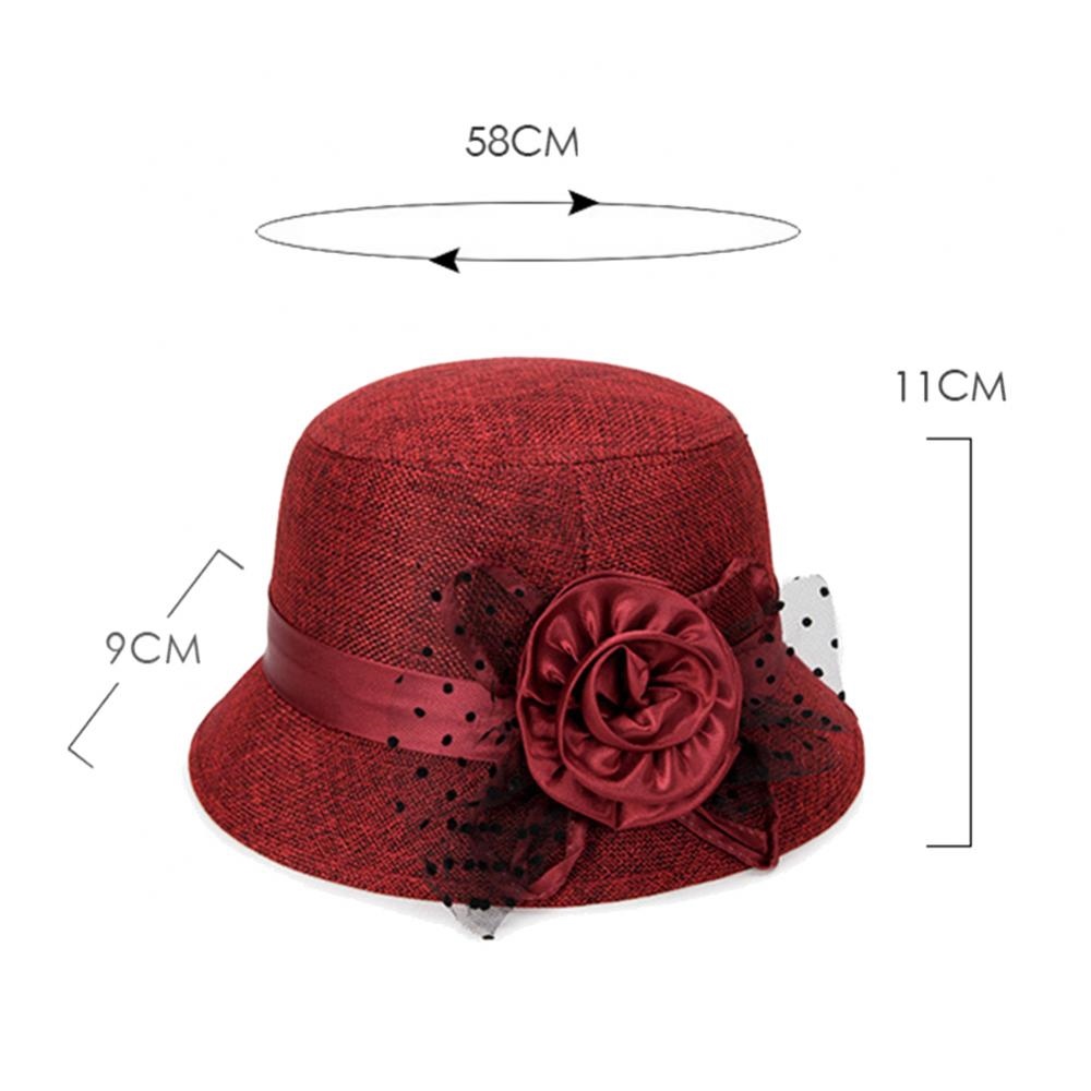 Women 39;s Hat Elegant Polka Dot Mesh Flower Bowler Bucket Hat Vintage ...