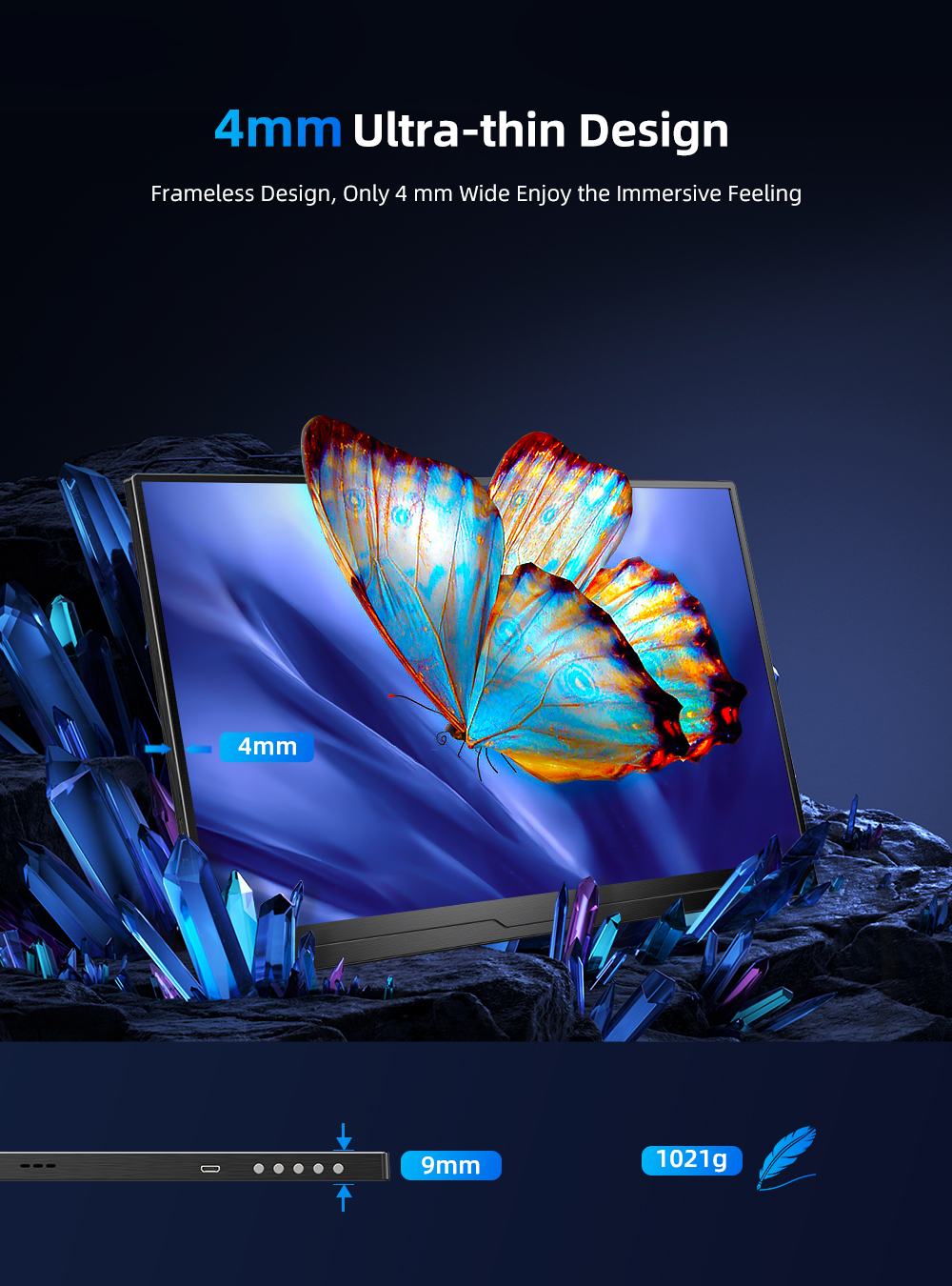 UPERFECT Local delivery 2K Computer monitor 16 inch Portable Monitor ...