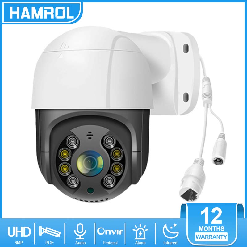Hamrol 4K 8MP POE PTZ IP Security Camera 5X Digital Zoom Audio Outdoor ...