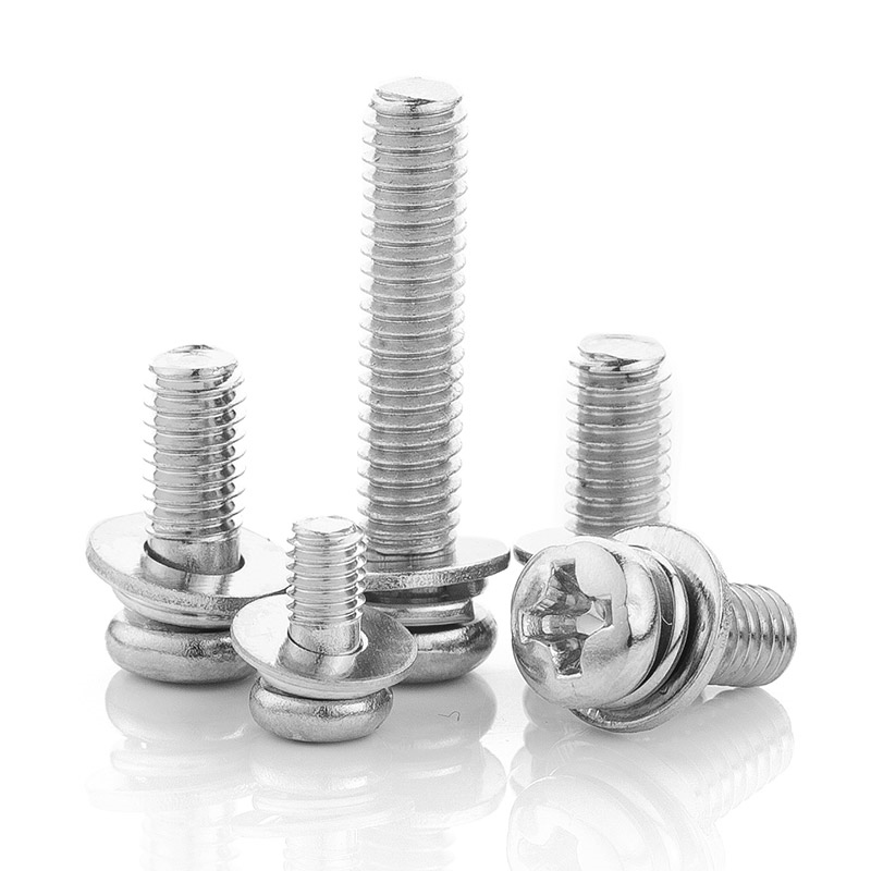 NINDEJIN Cross Recessed Pan Head Screw with Washer Stainless Steel M2 M3 M4 M5 M6 M8 Three ...