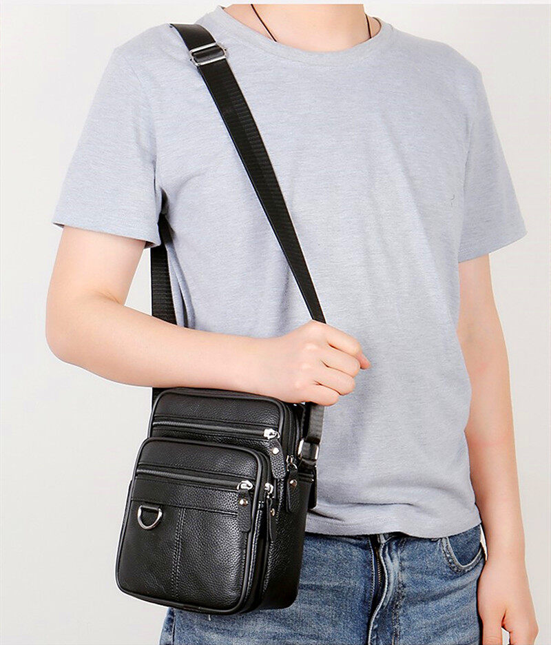 Genuine Leather Men's bag Shoulder Bags Vertical section Business ...