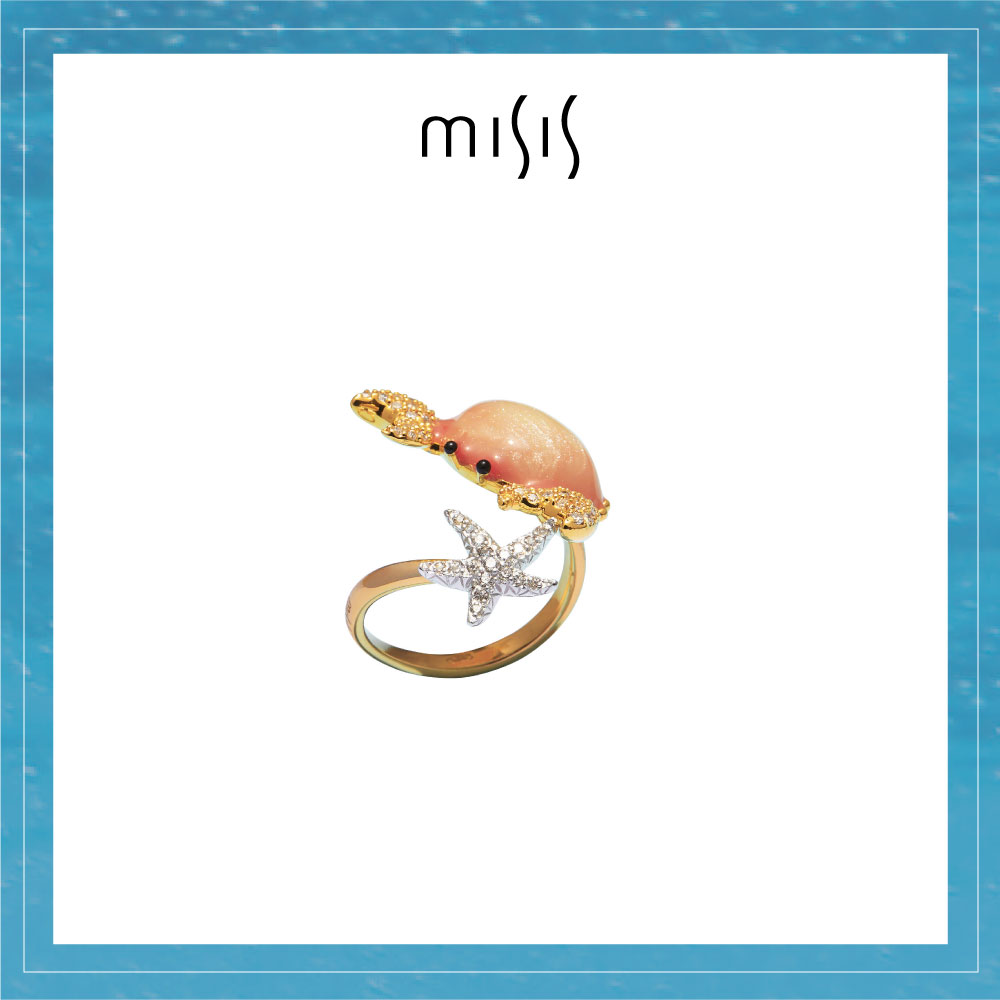 AN03146 มิสซิส แหวนรูปปู ลงยาสีมุกประดับเพชรCZระยิบระยับบนตัวเรือนเงิน ...