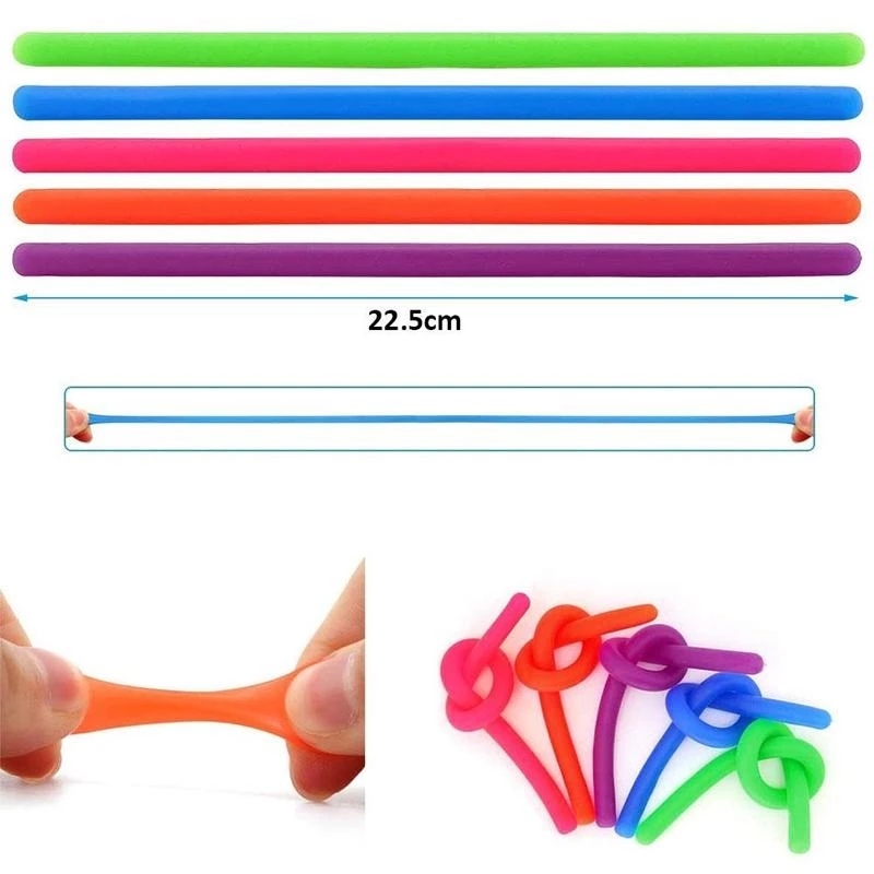 6pcs/lot Fidget Toys Soft Rubber Noodle Elastic Rope Stretch String ...