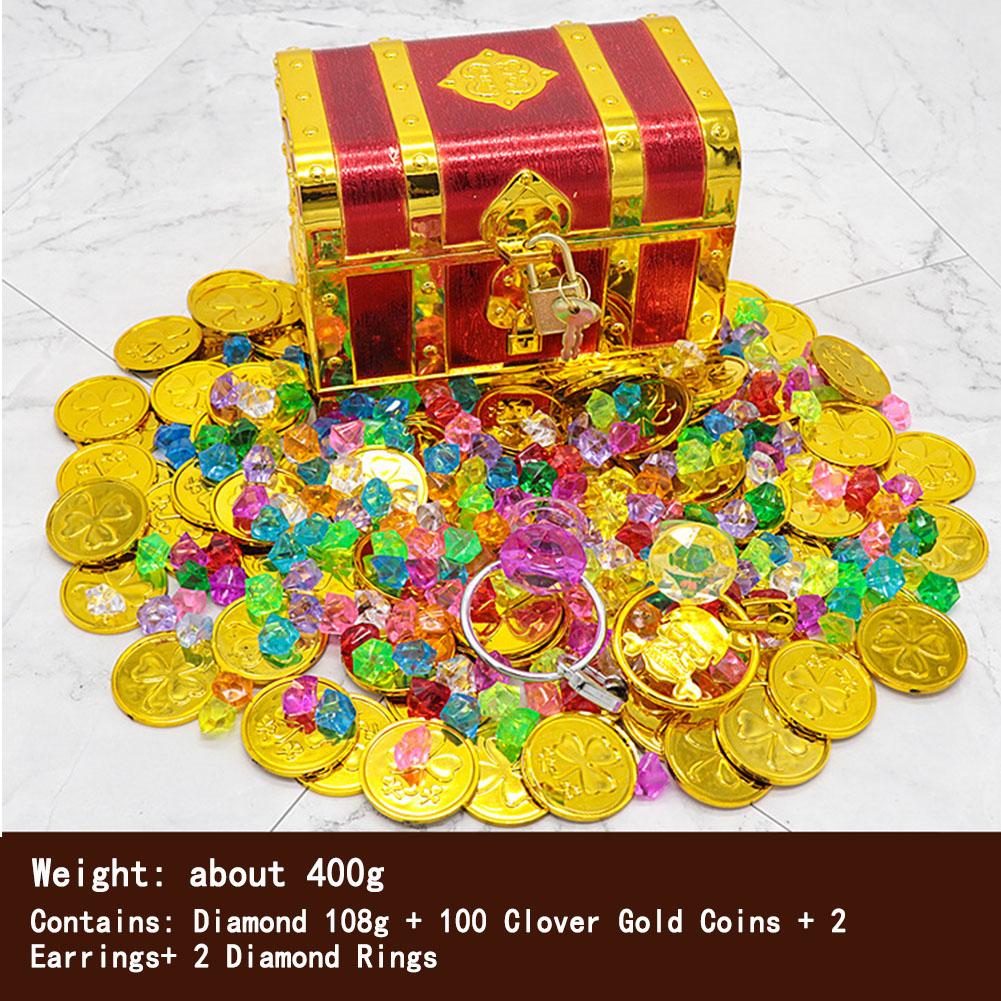 JQD【Fast delivery】【In stock】Kids Pirate Treasure Chest Toy Box Gold ...