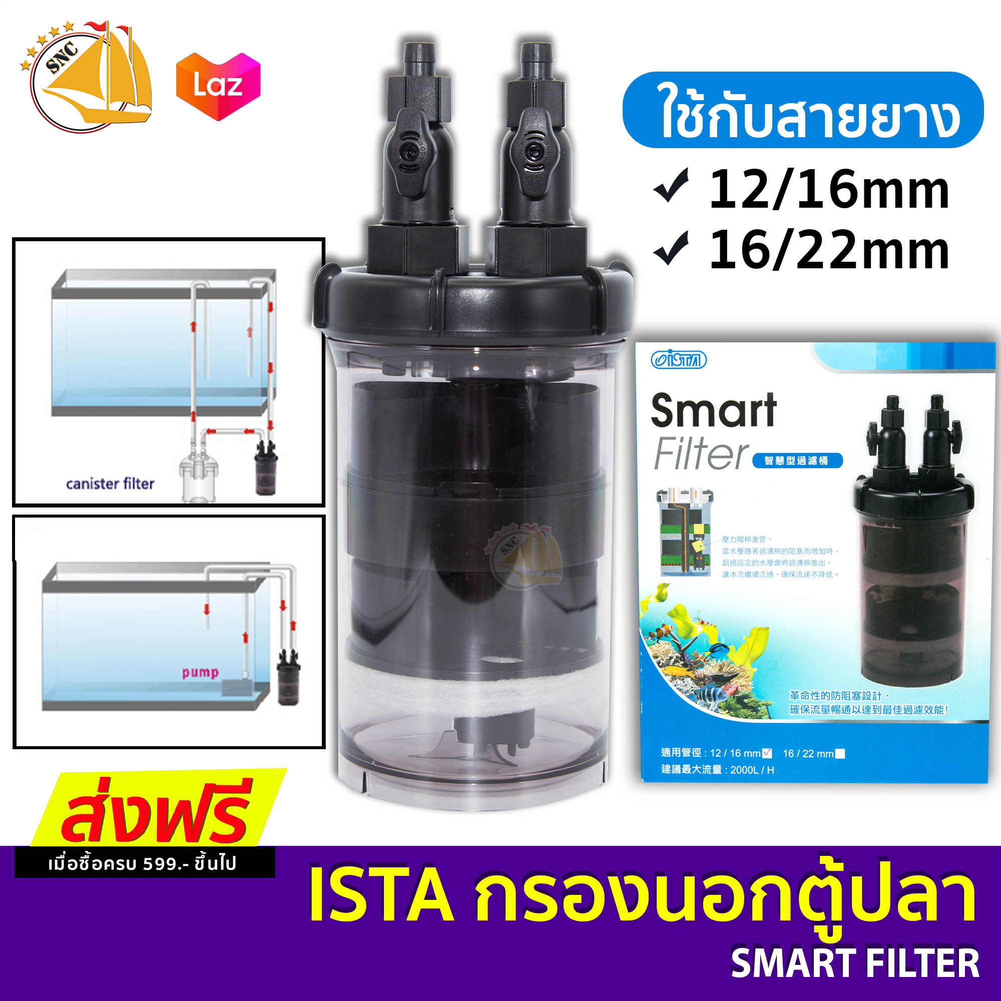 กรองนอก ISTA Smart Filter กรองนอกตู้ปลา ใช้ต่อกับปั๊มน้ำหรือเป็นPre ...