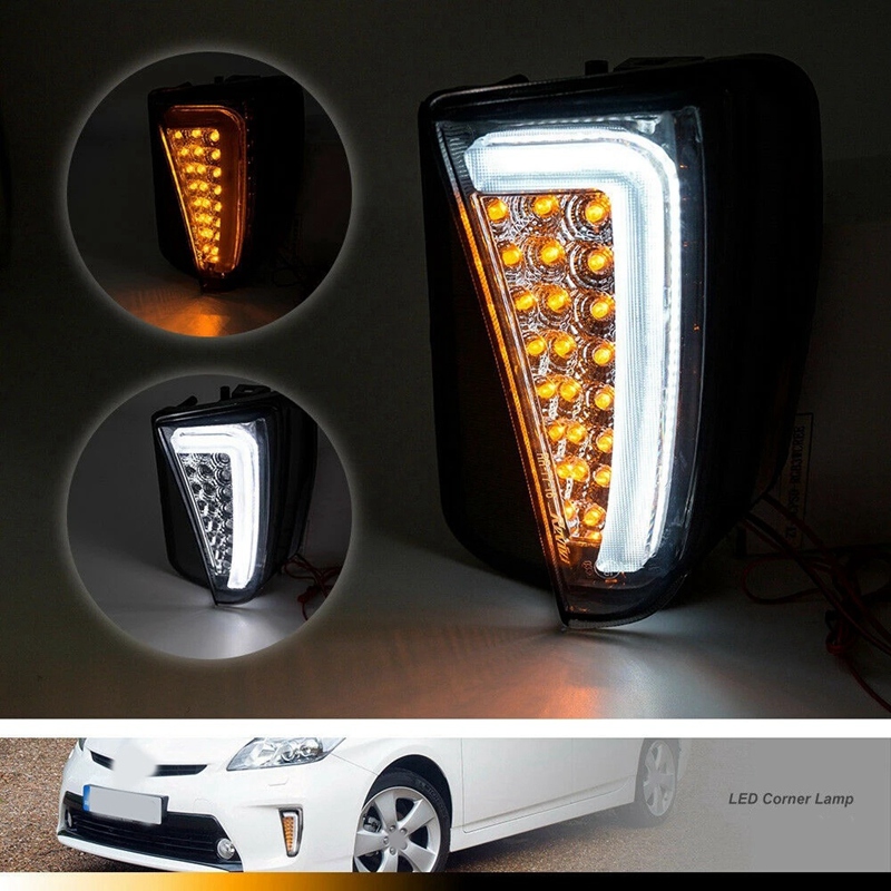 Car Smoked Switchback Amber LED Front Turn Signal Lamp White DRL ...
