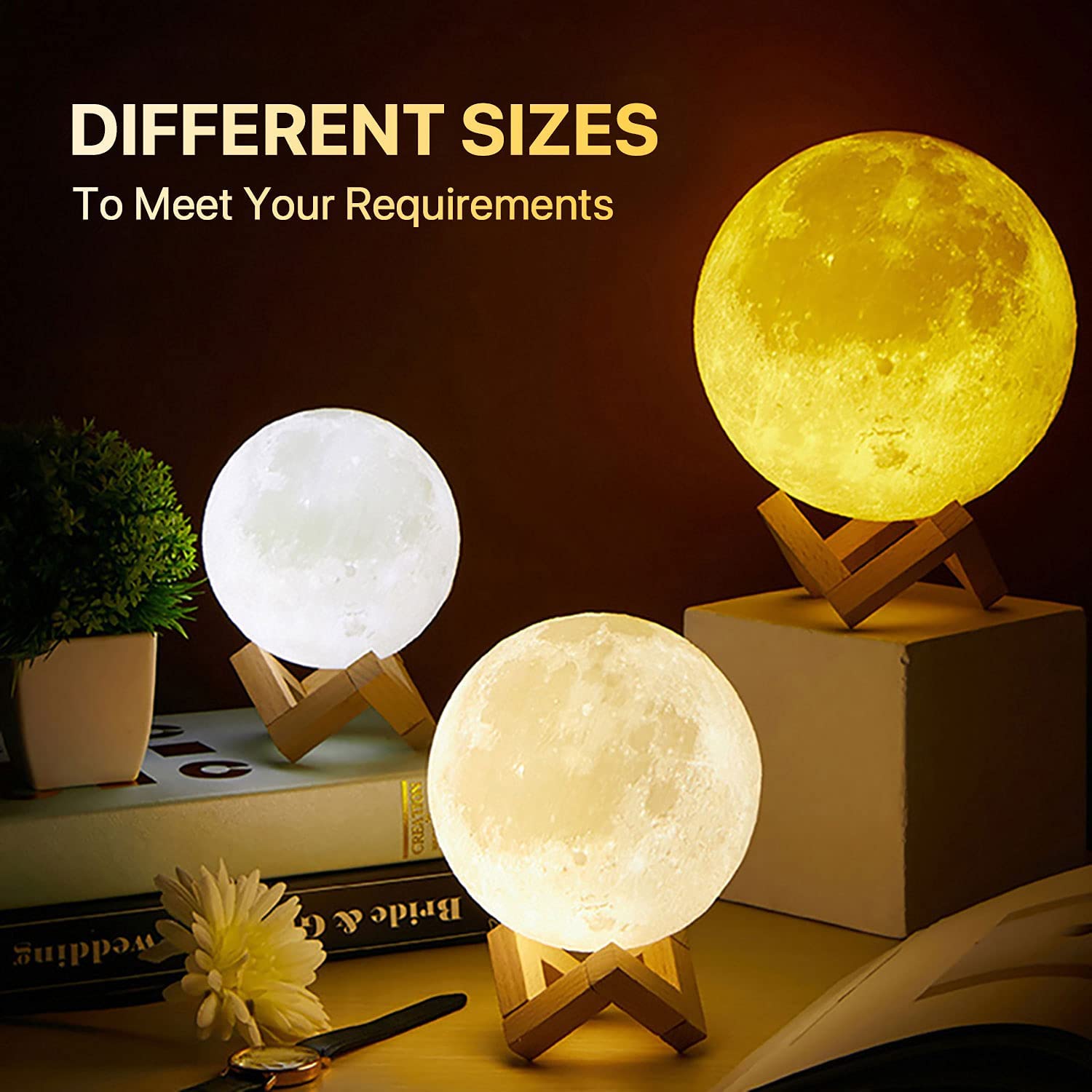 DIY Mini Moon Lamp kawaii room decor 3D Creative Night Light Gift For ...