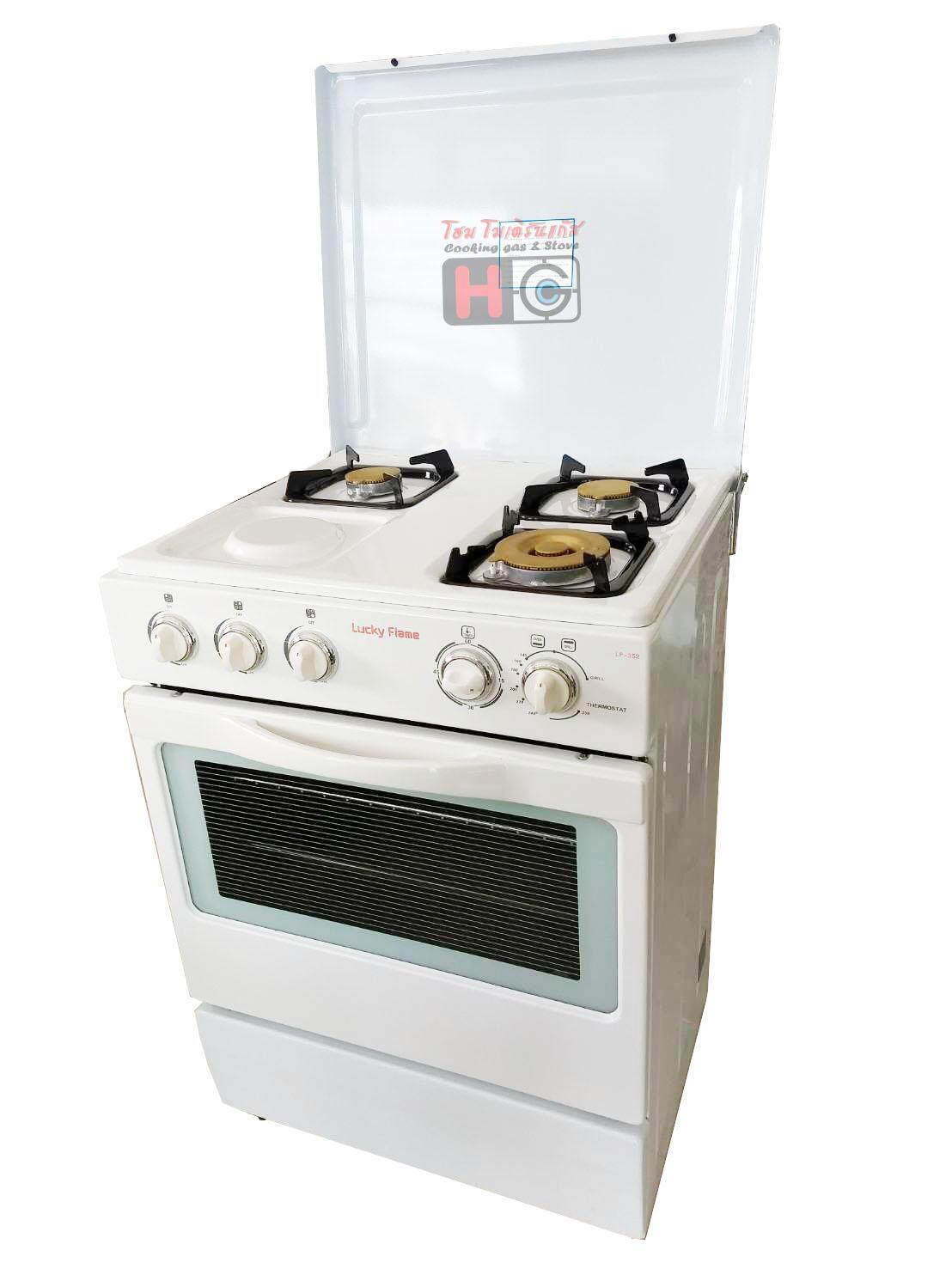 เตาอบ เตาแก๊ส เตาย่าง (3 ใน 1) ลัคกี้เฟลม Lf-352 เตาแก๊สพร้อมเตาอบแบบตั้งพื้น พร้อมฝาปิด ...