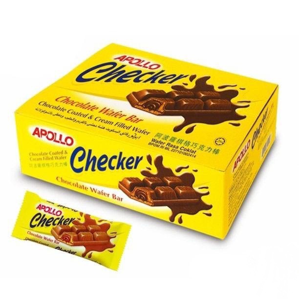 Apollo Checker Chocolate Wafer Bar 432g (18g x 24ชิ้น) อพอลโล่ เชคเกอร์ ...