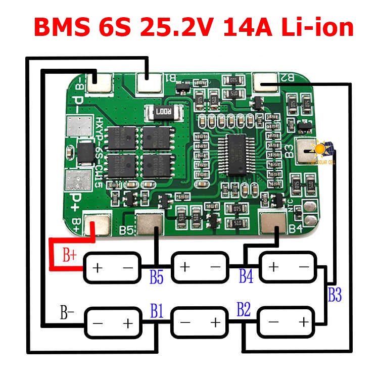 With Balance BMS 6S 24V 14A 3.7V 25.2V Li-ion Lithium Battery 18650 ...