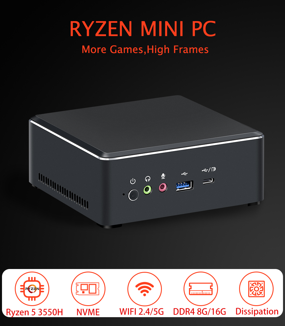 MN35 Mini PC มินิพีซ Desktop AMD Ryzen 5 3550H Quad-Core 8 Threads 2.4G ...