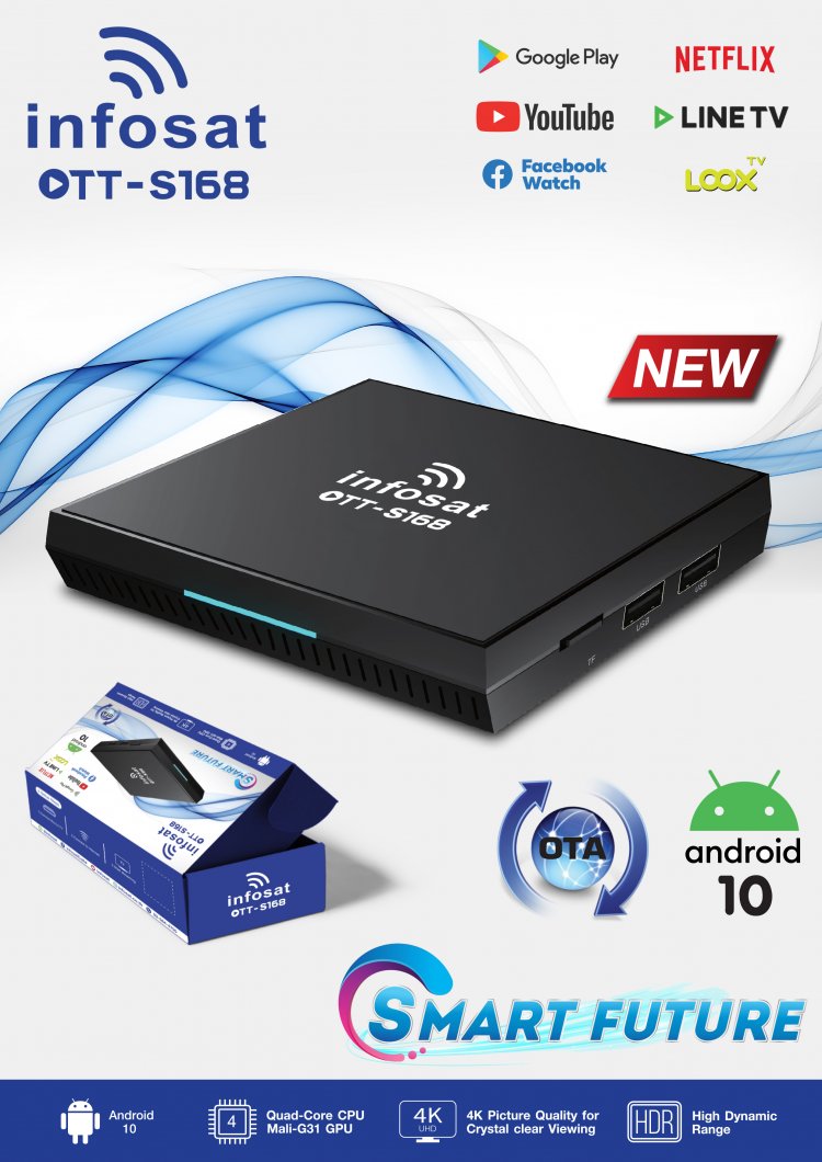 กล่อง FIFA World Cup Qatar 2022 Android 10 Infosat รุ่น OTT-S168 wow tv ...
