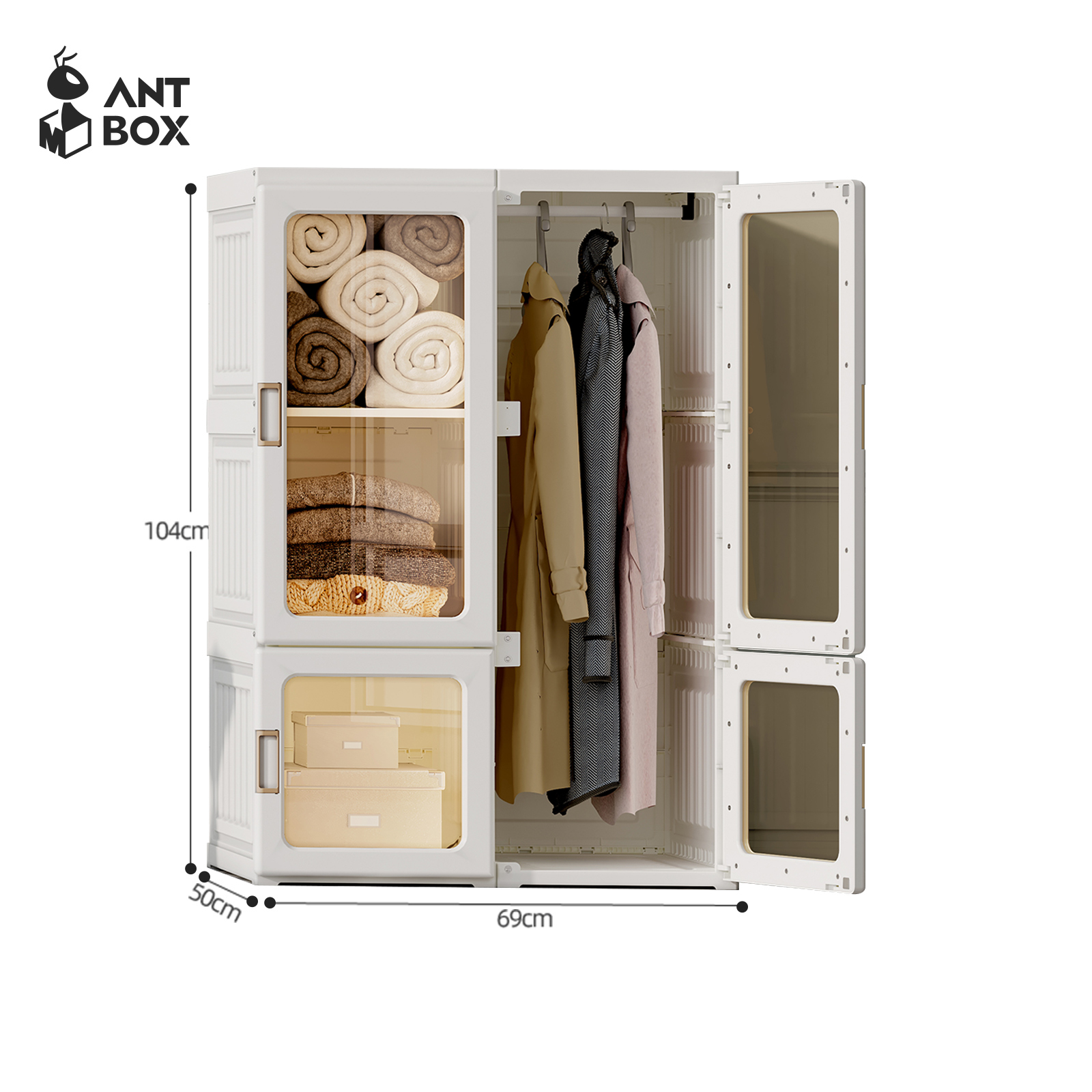 ANTBOX ตู้เสื้อผ้า 6- 15 ช่อง ประตูใสโปร่งแสงมองเห็นด้านในได้ สไตล์โมเดิร์น เหมาะกับการแต่งห้อง ...