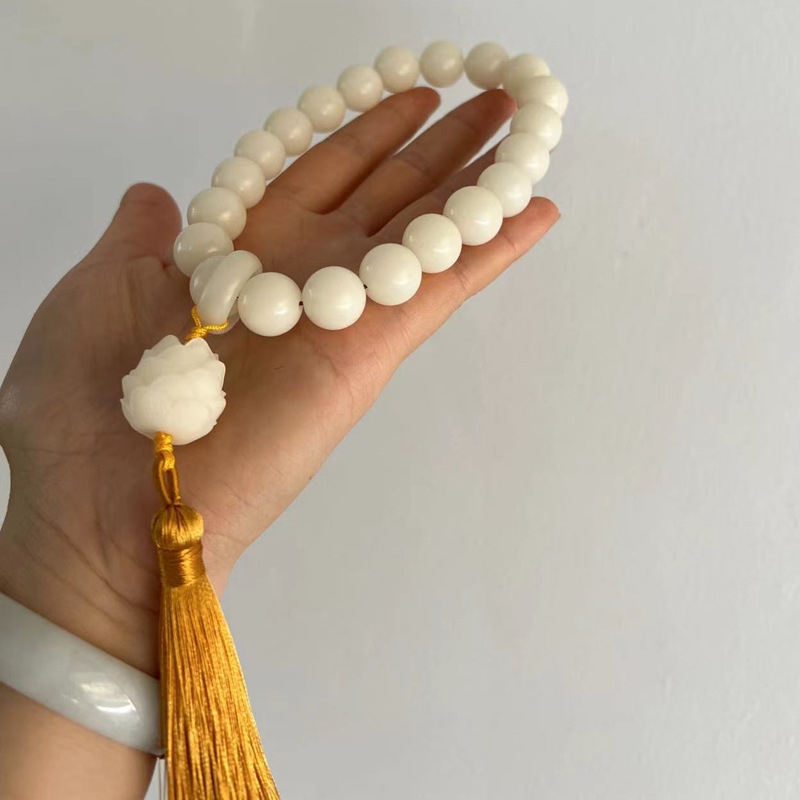 ghost bodhi carving foolish baby beads hand string of white jade ...