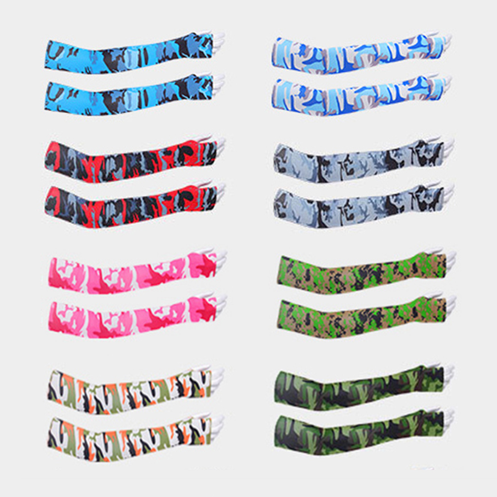 2 Pcs Men Arm Sleeves Sun Protection Cycling Elastic Warmers Breathable ...