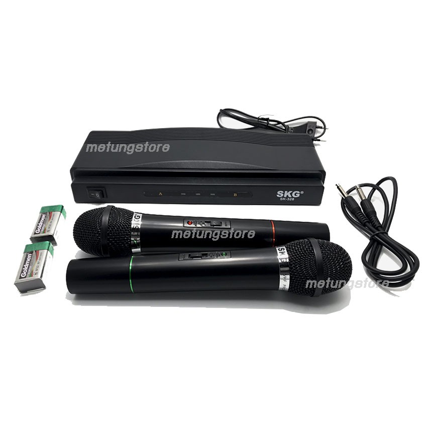 ไมค์ลอยคู่ WIRELESS MICROPHONE พร้อมเครื่องรับสัญญาณ SKG รุ่น SK-328/329 ไมโครโฟน ไร้สาย ไมค์ ...