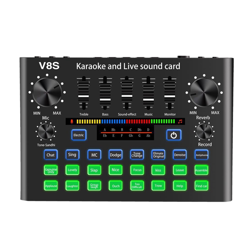 V8S Sound Card Audio Stereo Headset Microphone Webcast Streamer Live ...