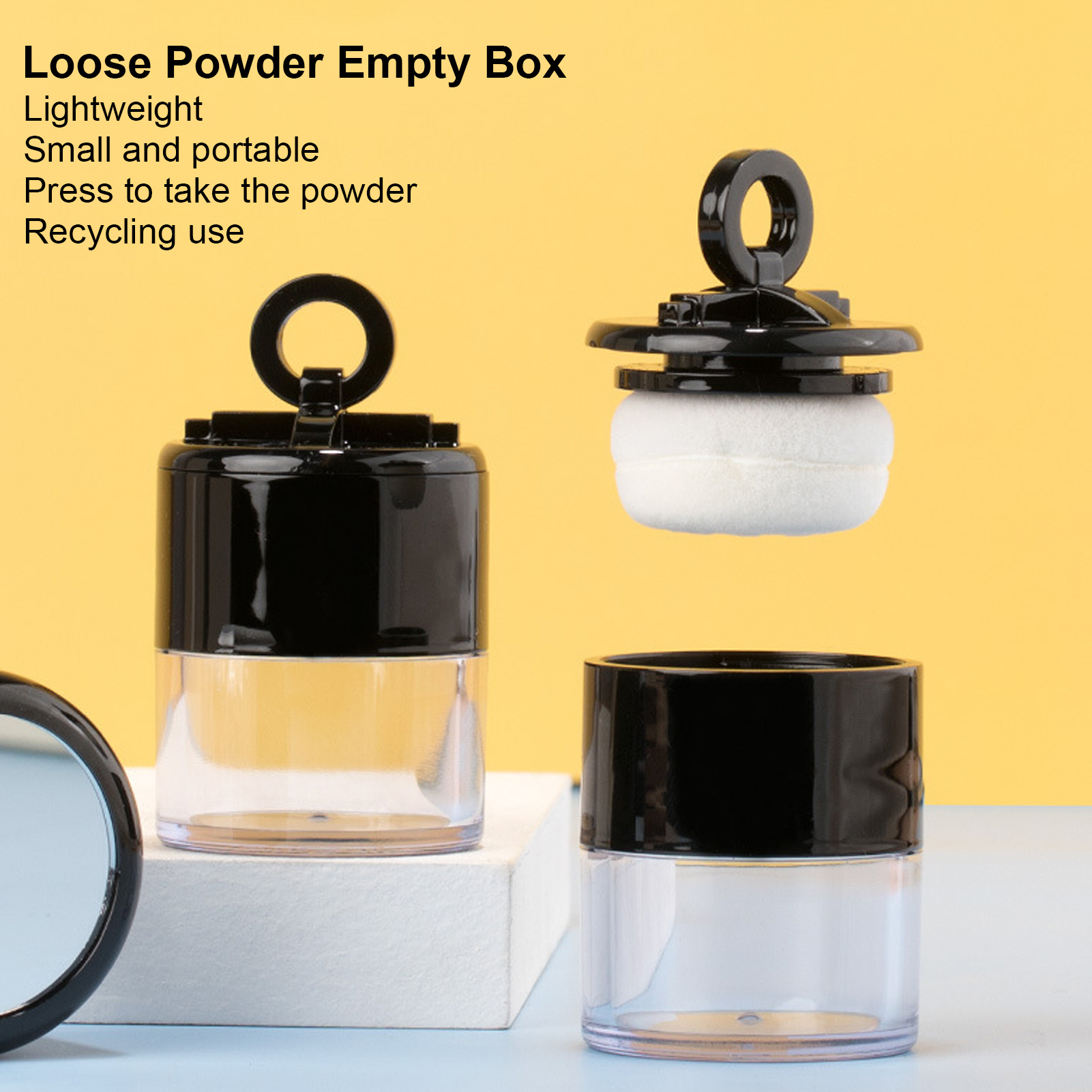Loose Powder Empty Box Mini Portable Empty Makeup Powder Container with ...