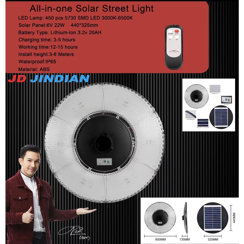 ของแท้ โปรแรง** UFO1000w-40000w 250000W ใหญ่สุด 55cmSolar Cell โคมไฟถนนโซล่าเซลล์ UFO Square ...