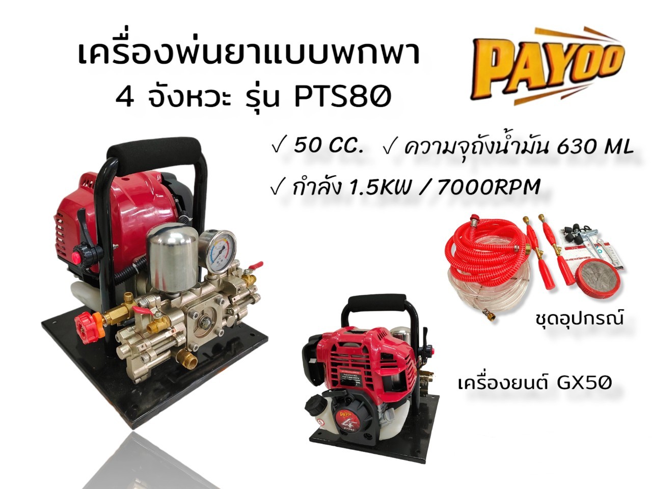 เครื่องพ่นยาพายุ PAYOO 4 จังหวะ เครื่องพ่นยาแบบหิ้ว เครื่องพ่นยาแบบพกพา รุ่น PTS80 (01-1867 ...