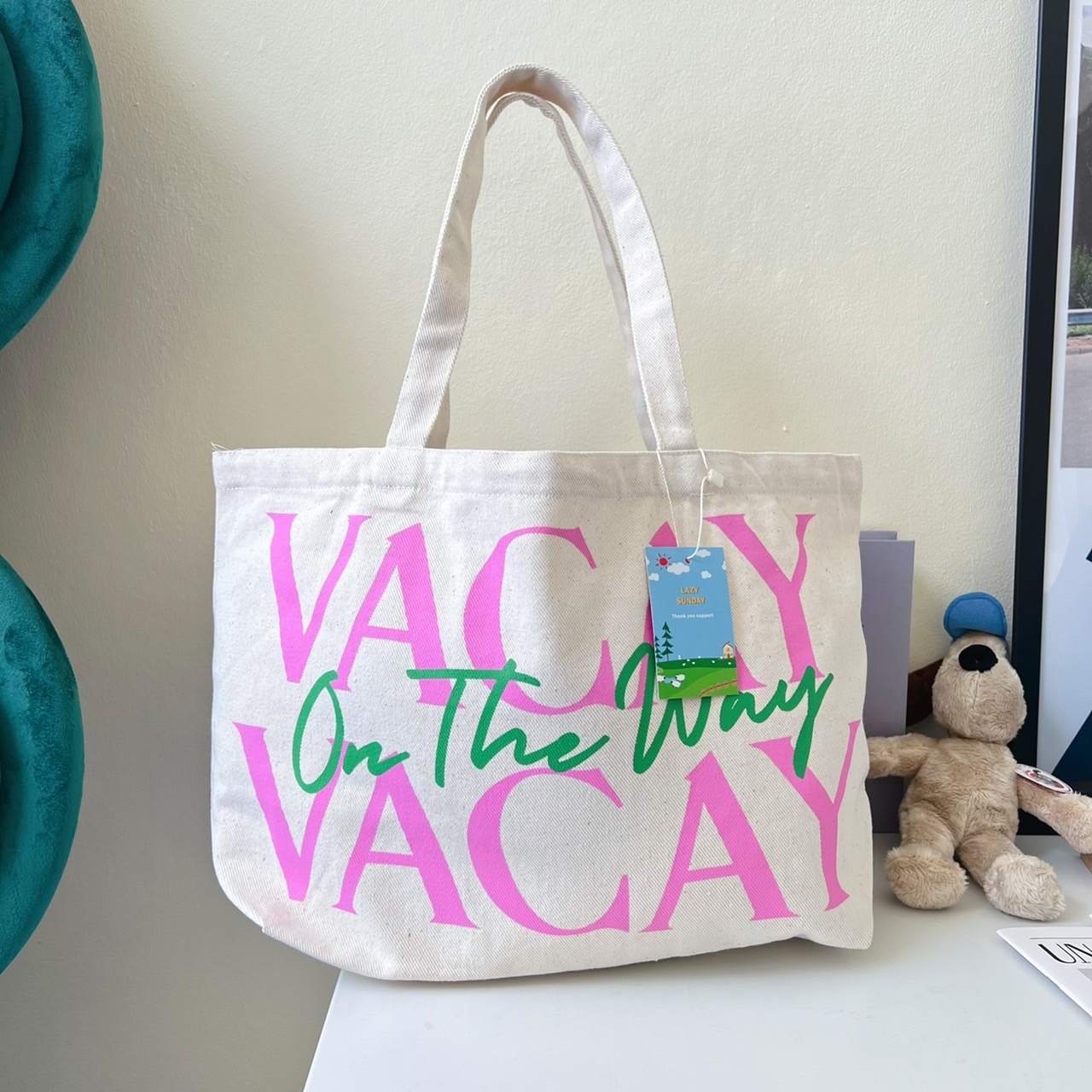 Justbehappy - TOTE BAG - กระเป๋าผ้าลดโลกร้อน สกรีนลาย VACAY ...
