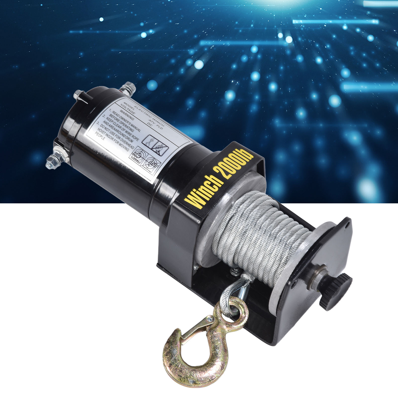 12V 2000LBS เครื่องกว้านไฟฟ้า รอกสลิงไฟฟ้า เครน กว้าน คอนโทรลเลอร์ ชุด พร้อมตะขอโลหะผสม - A ...