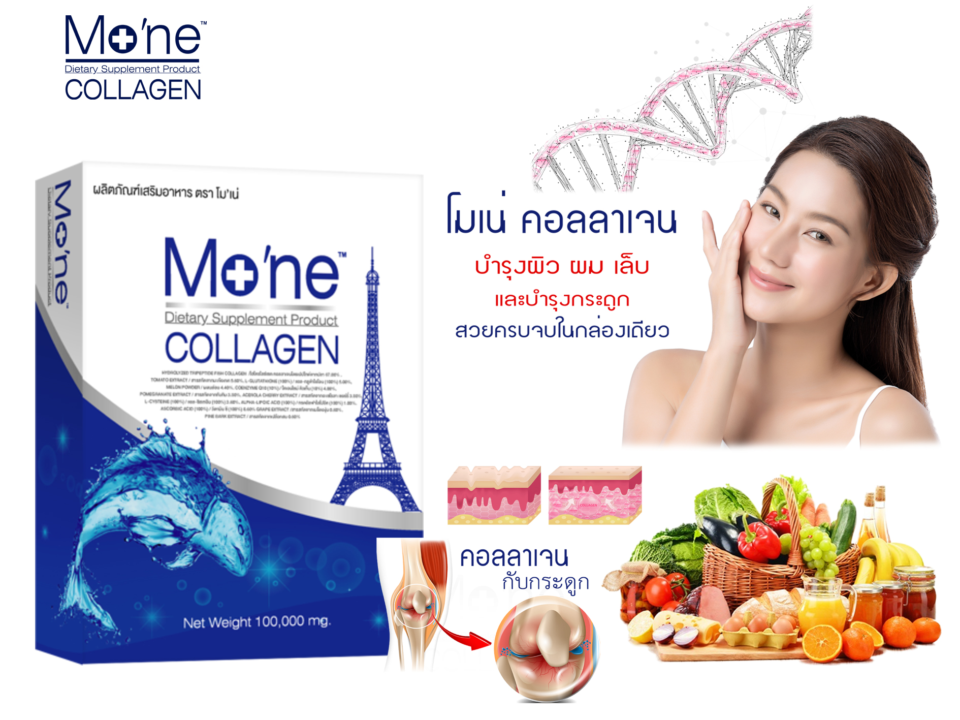 โมเน่ คอลลาเจน Mone Collagen จากฝรั่งเศส ไฮโดรไลซ์คอลลาเจนไตรเปปไทด์ ไทป์ 2 เทคโนโลยีการผลิต ...
