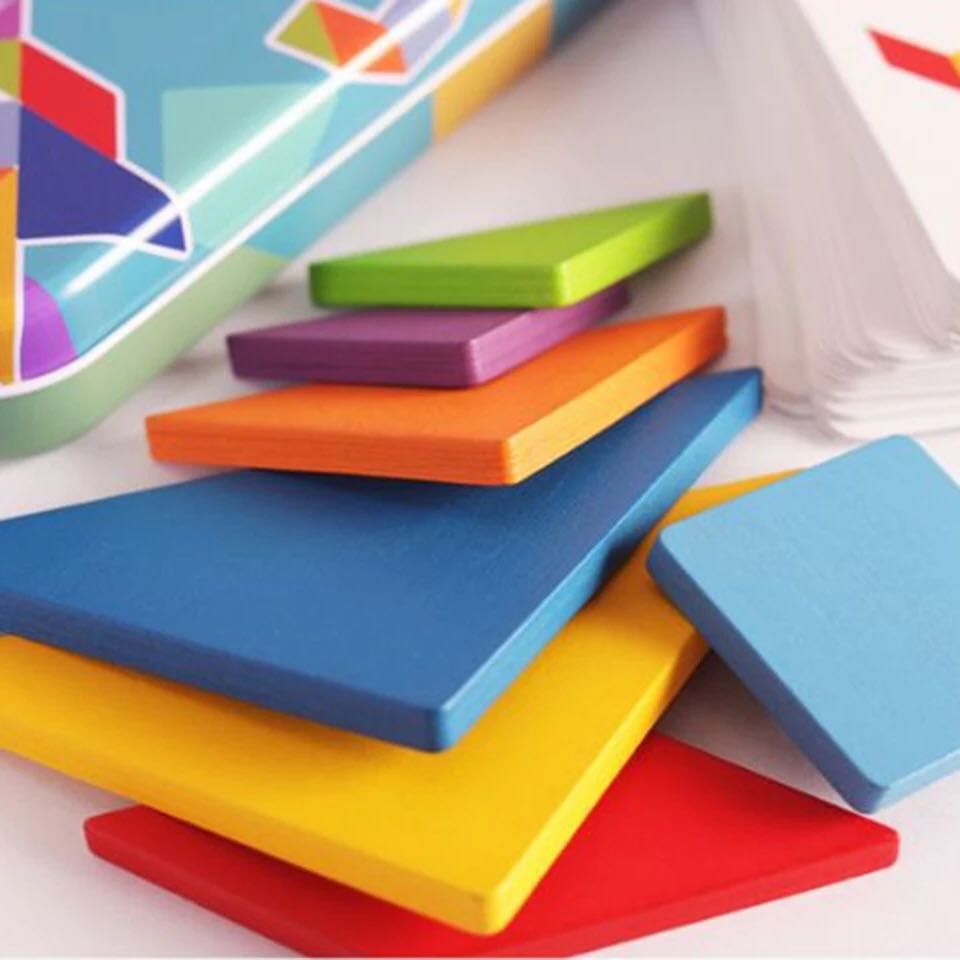 Wooden Pattern Tangram Puzzle Shape Montessori Travel Game Patterns ...