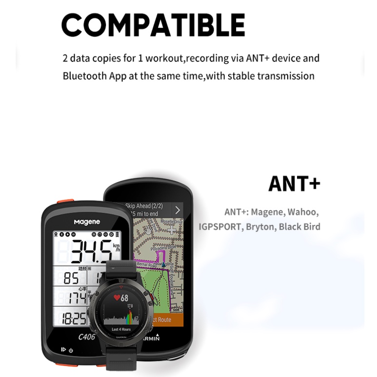 Magene H003 Heart Rate Sensor Bluetooth ANT+ Monitor With Chest Strap ...