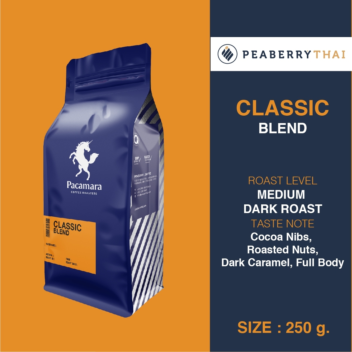Pacamara Classic Blend 250g เมล็ดกาแฟไทย+นอก อาราบิก้า 100% คั่วกลาง ...