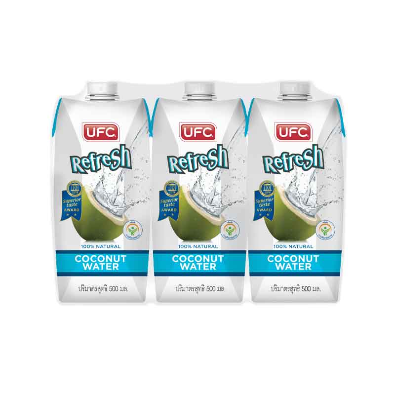 [พร้อมส่ง!!!] ยูเอฟซี น้ำมะพร้าว 100% 500 มล. x 3 กล่องUFC Refresh 100% ...