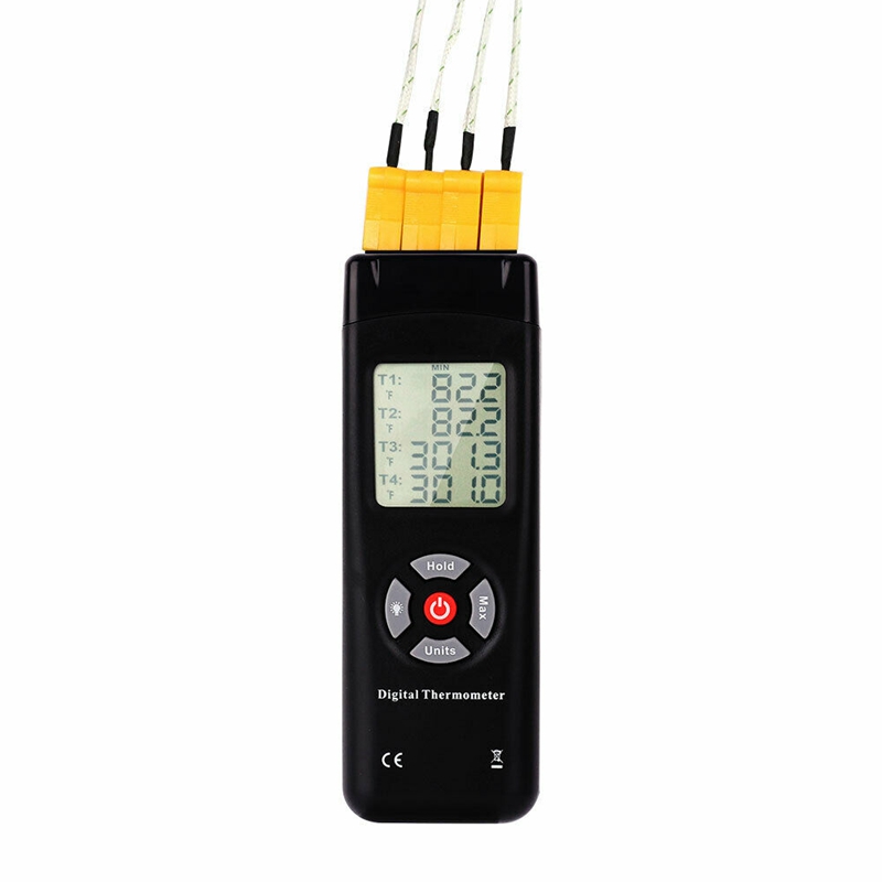 4 Channel K-Type Digital Thermocouple Thermometer Inputs Backlight T1 ...