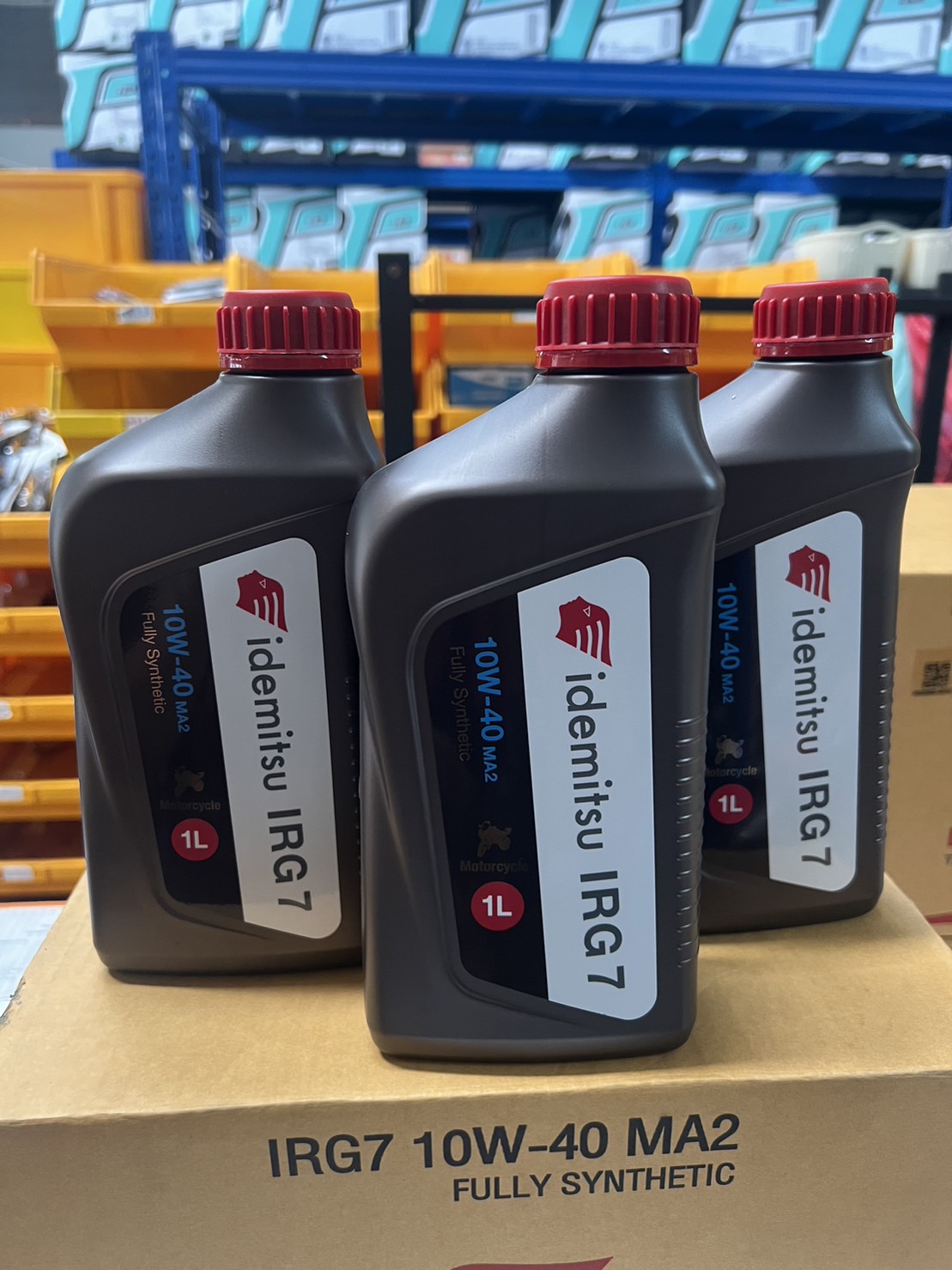 (เซ็ต3ขวดพร้อมกรอง) น้ำมันเครื่อง IDEMITSU IRG7 10W-40 Fully Synthetic เกรดสนามแข่ง ขนาด 1 ลิตร ...