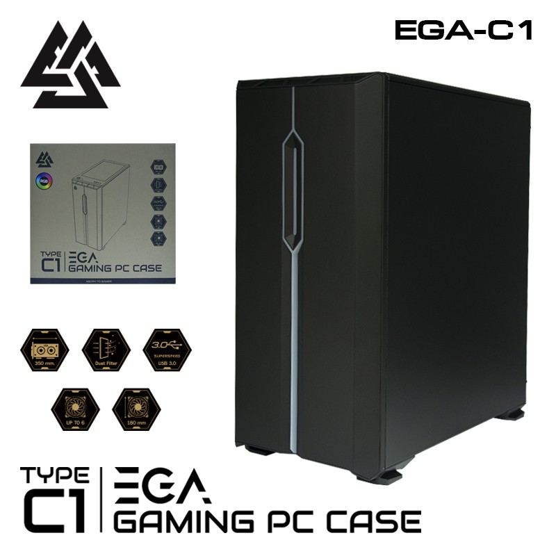 เคสคอมพิวเตอร์ EGA รุ่น TYPE C1 GAMING PC CASE ไฟ RGB | Lazada.co.th