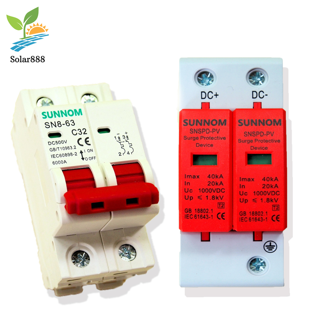 DC MCB 500v 32A SUNNOM + DC Surge Protective Device SUNNOM (เบรกเกอร์ ...