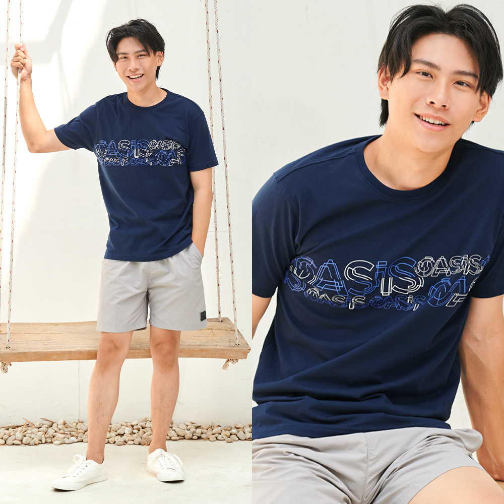 OASIS Monogram เสื้อยืด ผู้ชาย คอกลม เสื้อยืดผู้ชาย cotton100 พิมพ์ลาย ...