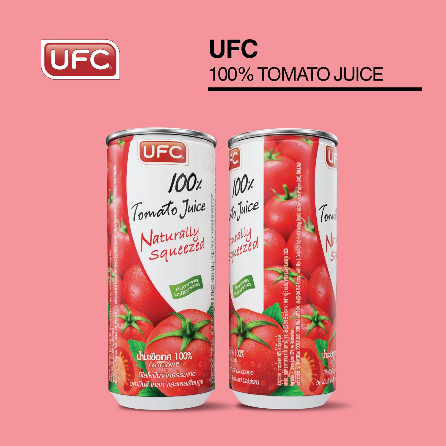 UFC 100% Tomato Juice ยูเอฟซี น้ำมะเขือเทศ 100% 240 มิลลิลิตร X 30 ...
