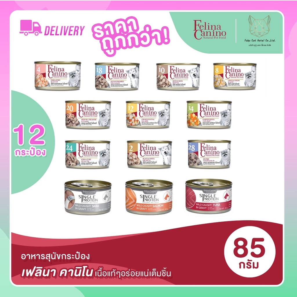 Felina Canino Dog อาหารเปียกสุนัข รส ไวด คอท แซลมอน อินเกรวี่ ขนาด 85g ...