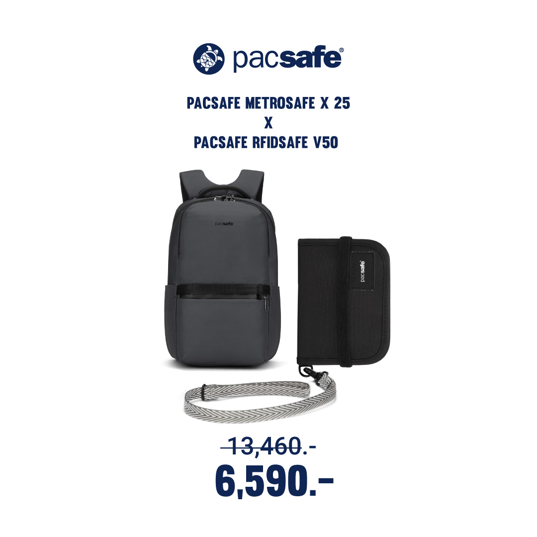Pacsafe METROSAFE X 25L BACKPACK ANTI-THEFT X Pacsafe RFIDsafe V50 RFID ...