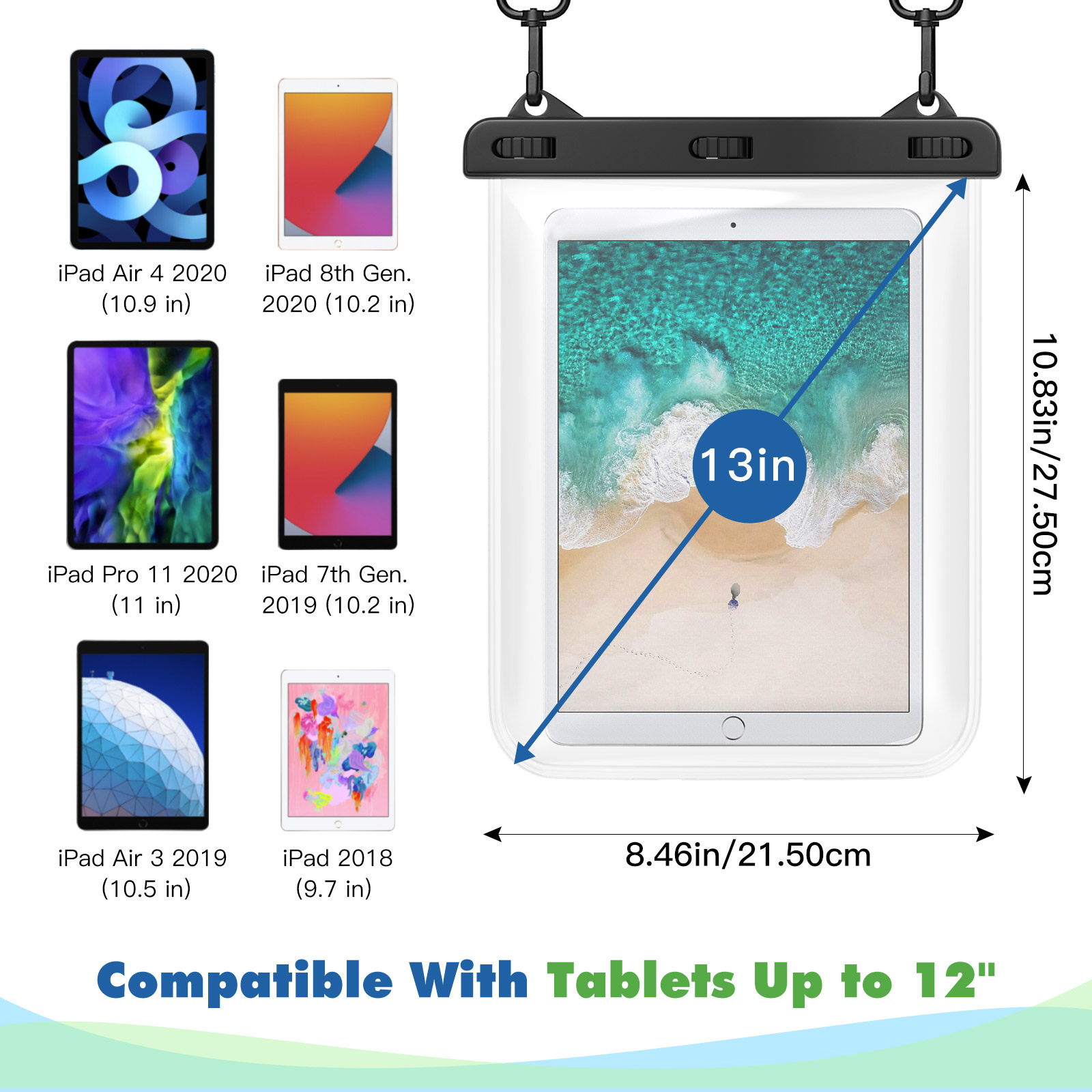 Universal Waterproof Tablet Case For Ipad Samsung Diving Swimming Dry ...