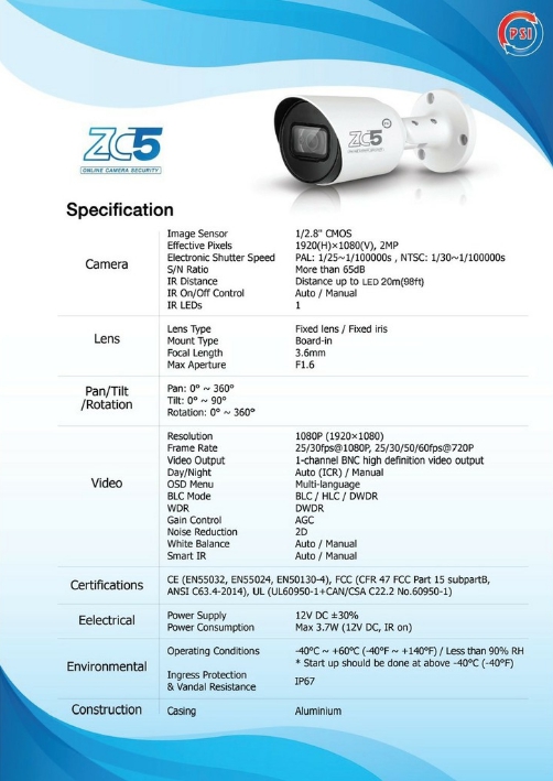 ชุดกล้องวงจรปิด 8จุด PSI Z-Series (PSI 2MP รุ่น ZC5 8ตัว + PSI DVR 5MP รุ่น Z8) - Storetex Shop ...