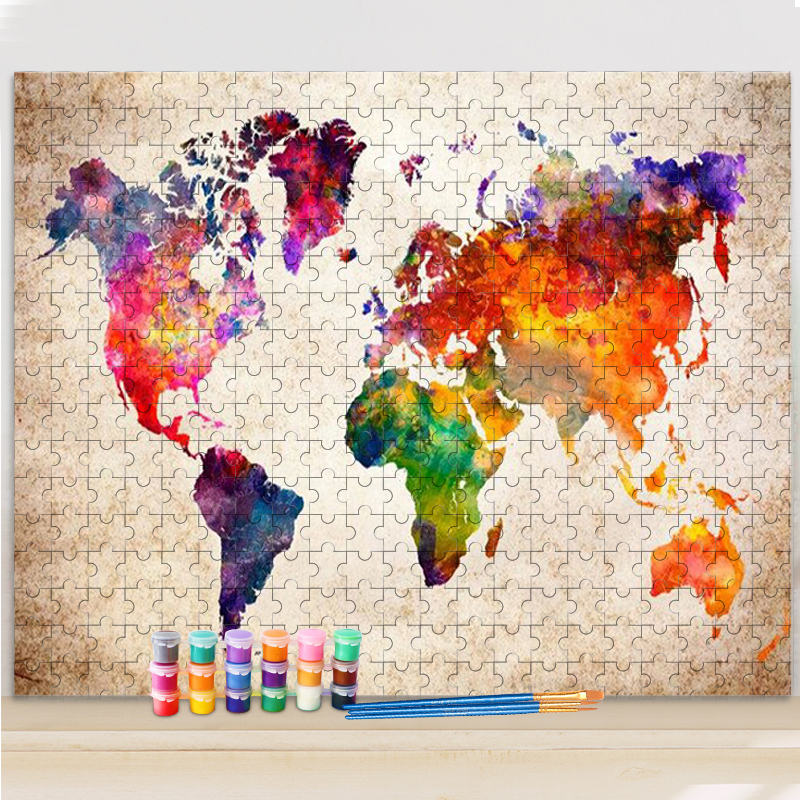RUOPOTY Map DIY Painting By Numbers Jigsaw Puzzle For Adults Acrylic ...