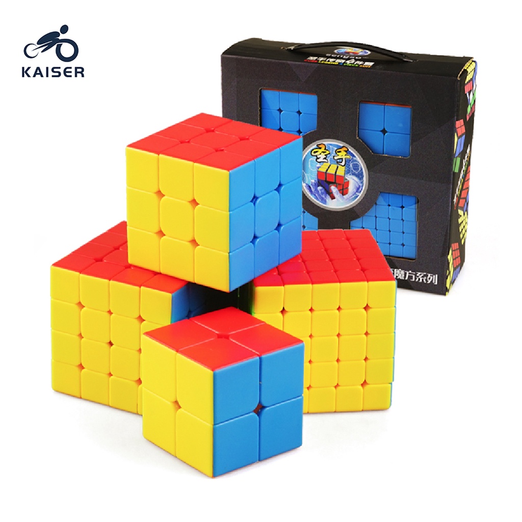 KAISER รูบิค 2X2 3x3 4x4 ลื่นหัวแตก แบบเคลือบสี ไม่ลื่นคืนเงิน รูบิด รู ...