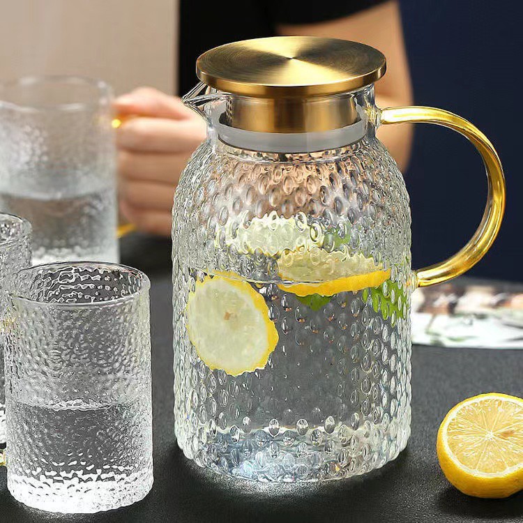Glass Large-capacity Water Jug with Rice Grain Pattern Heating Glass ...