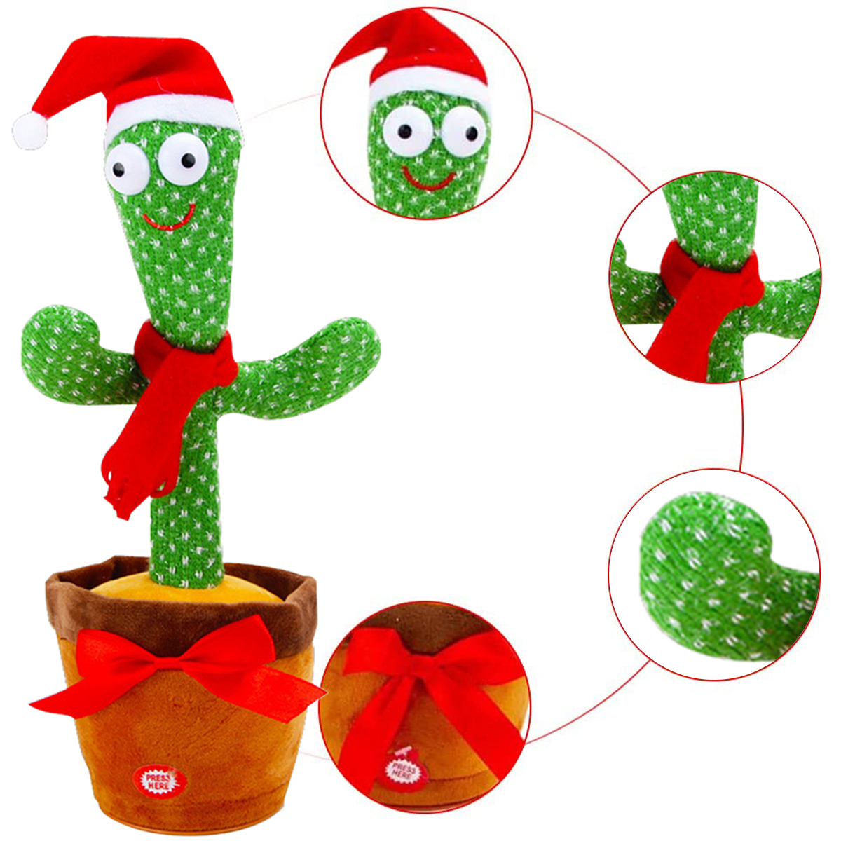 Christmas Cactus Toy Electric Dancing Cactus Can Sing Plant Cactus Toy ...